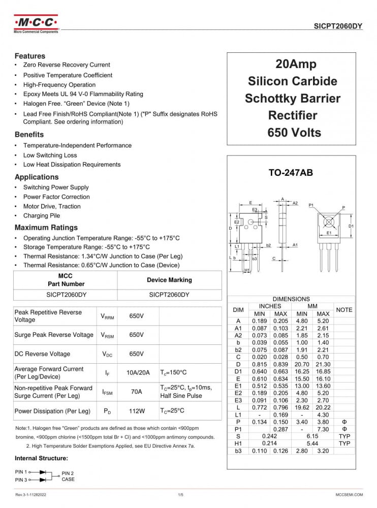 SICPT2060DY-BP datasheet page 1