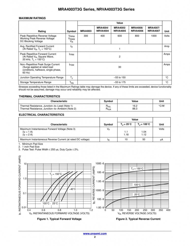 MRA4003T3G datasheet page 2