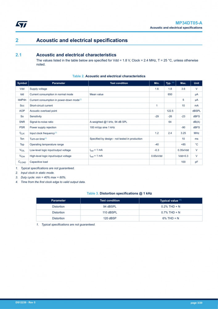 MP34DT05TR-A technical document page 3