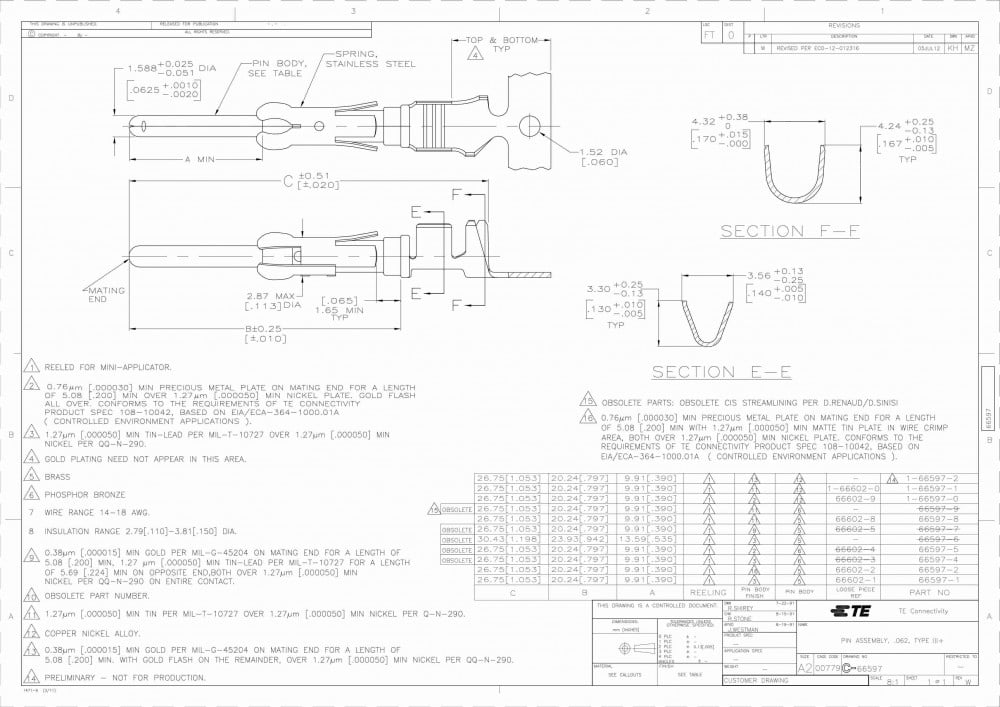 TE Connectivity 66597 controlled drawing preview