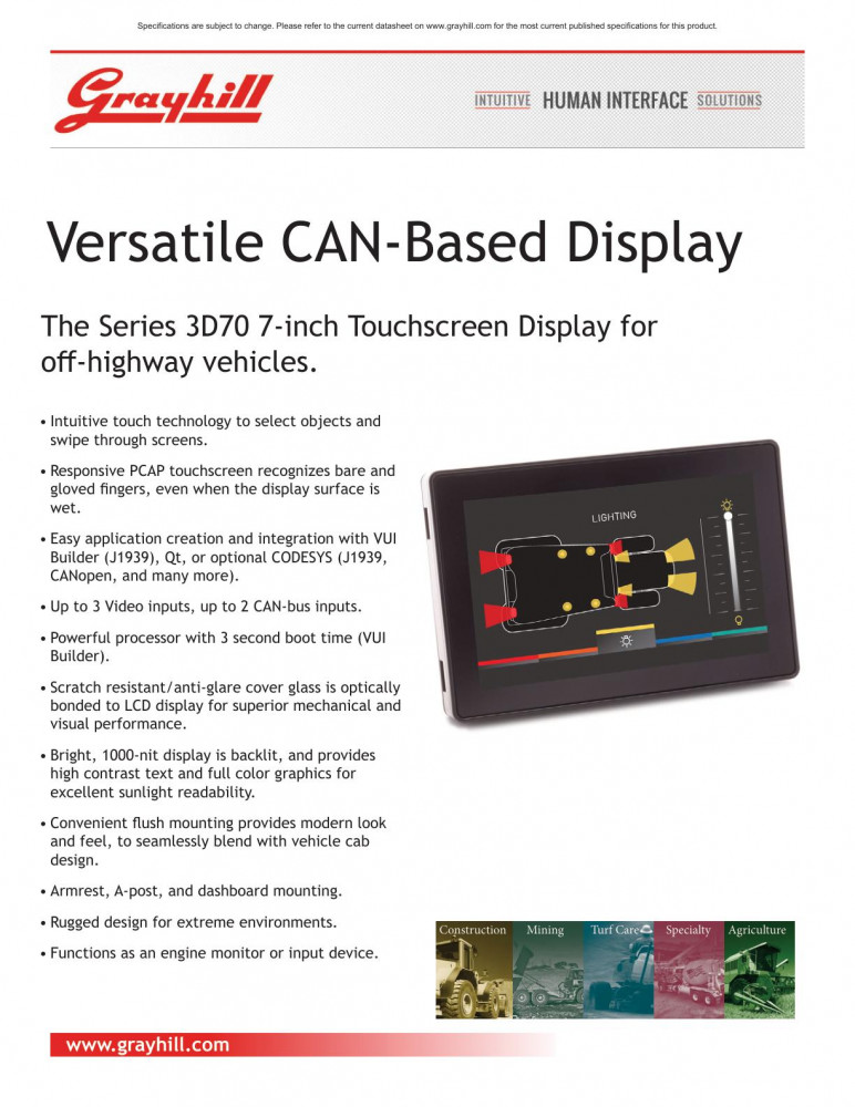 Grayhill 3D70VT-100 technical document page 1