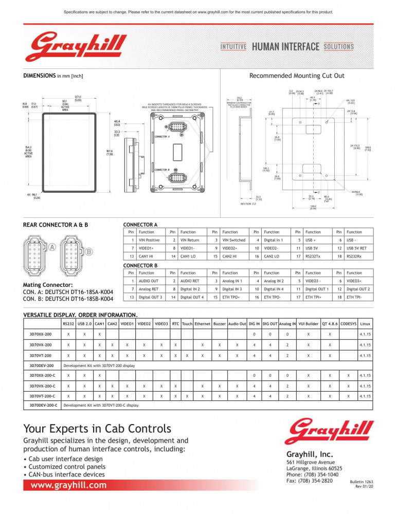 Grayhill 3D70VT-100 technical document page 4