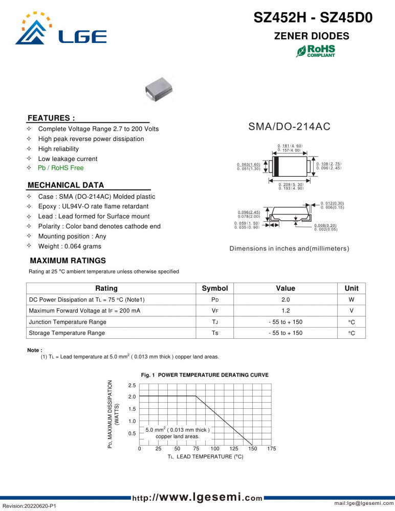 LGE SZ455G datasheet page 1