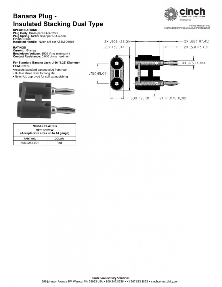 Bel Fuse 108-0252-001 product drawing reference