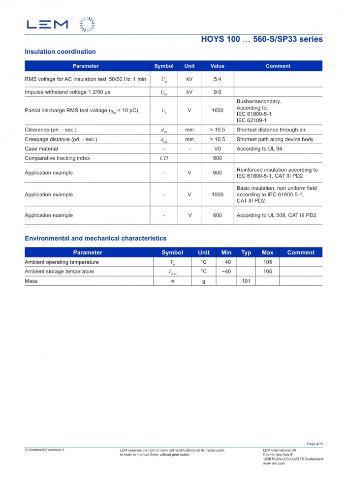 HOYS-S/SP33 technical document page 4