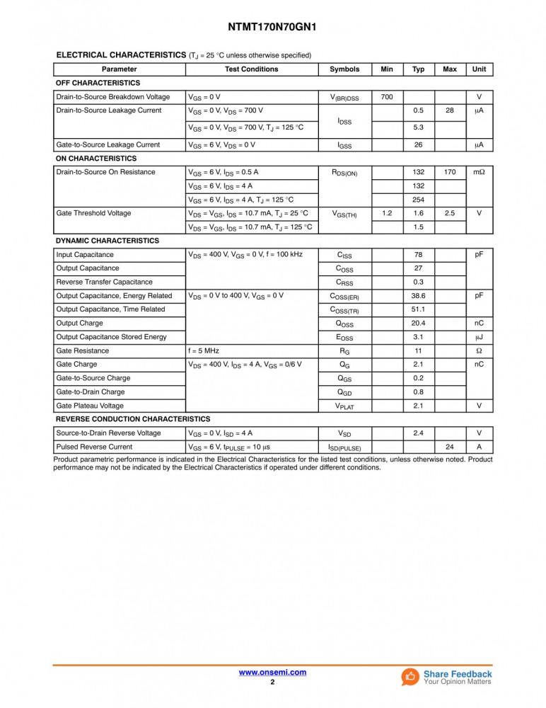 NTMT170N70GN1 technical document page 2