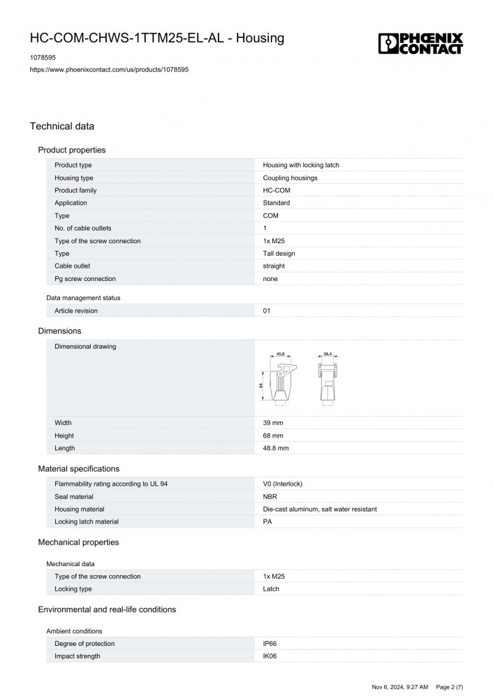 Phoenix Contact 1078595 technical document page 2
