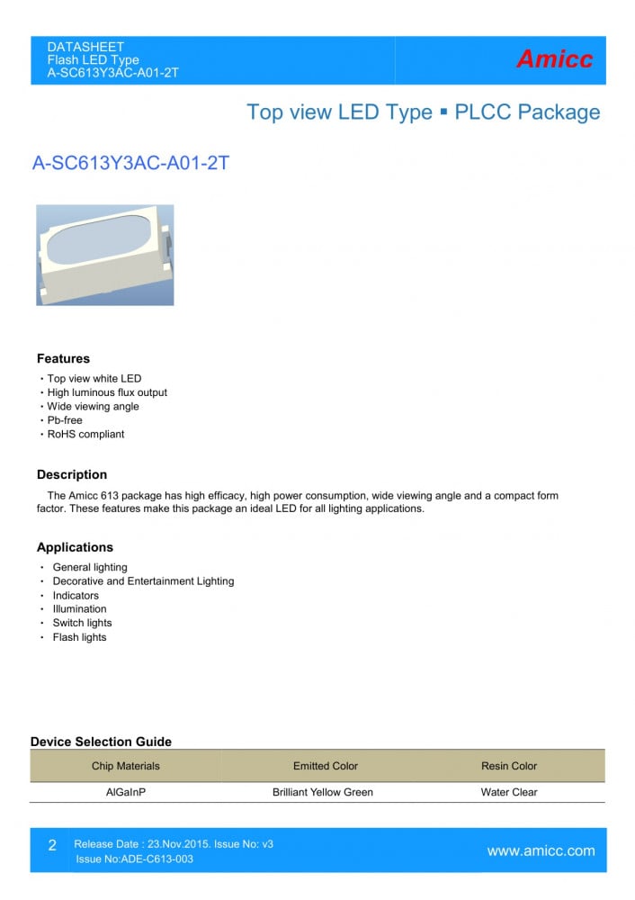 A-SC613Y3AC-A01-2T datasheet page 2