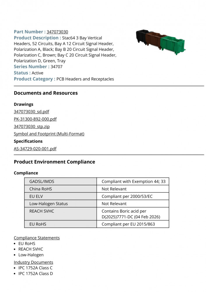 Molex 347073030 technical document preview, page 1
