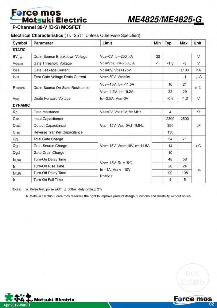 ME4825 datasheet page 2