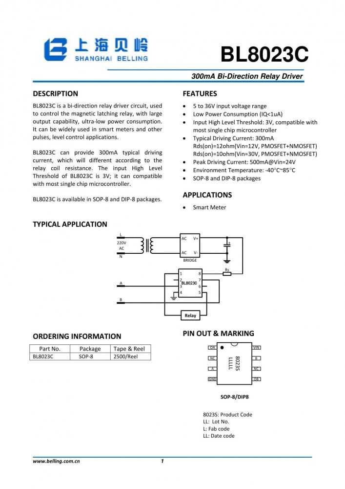 BL8023C datasheet page 1