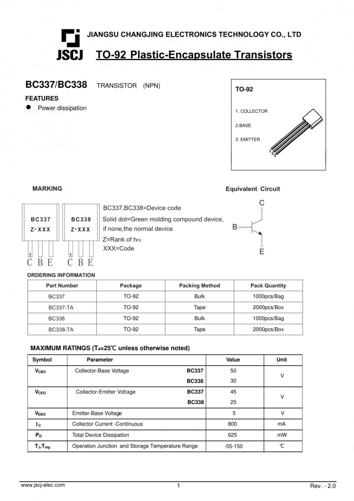BC337-TA datasheet page 1
