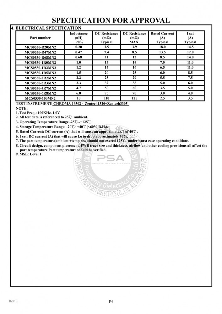 PSA MCS0530-4R7MPN2 specification page 5