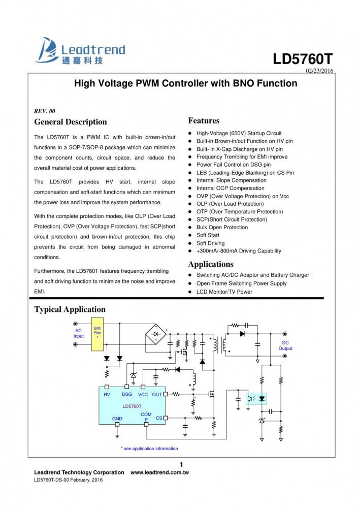 LD5760T datasheet page 1