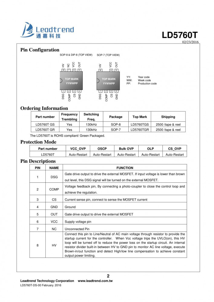 LD5760T datasheet page 2