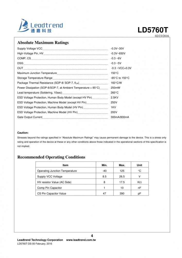 LD5760T datasheet page 4