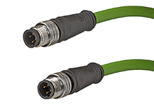 Micro-Change (M12) Double-Ended Cordset, 4 Poles, D-Coded, Male (Straight) to Male (Straight), 26 AWG, Shielded TPE Cable, 35.0m (114.83') Length, 6.00mm (.236