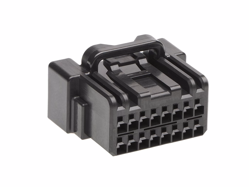 ConnTAK50 Header, Dual Row, Right-Angle, Surface Mount, 16 Circuits, Key A, Black