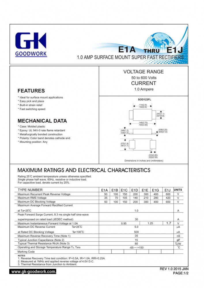 GOODWORK E1J datasheet page 1