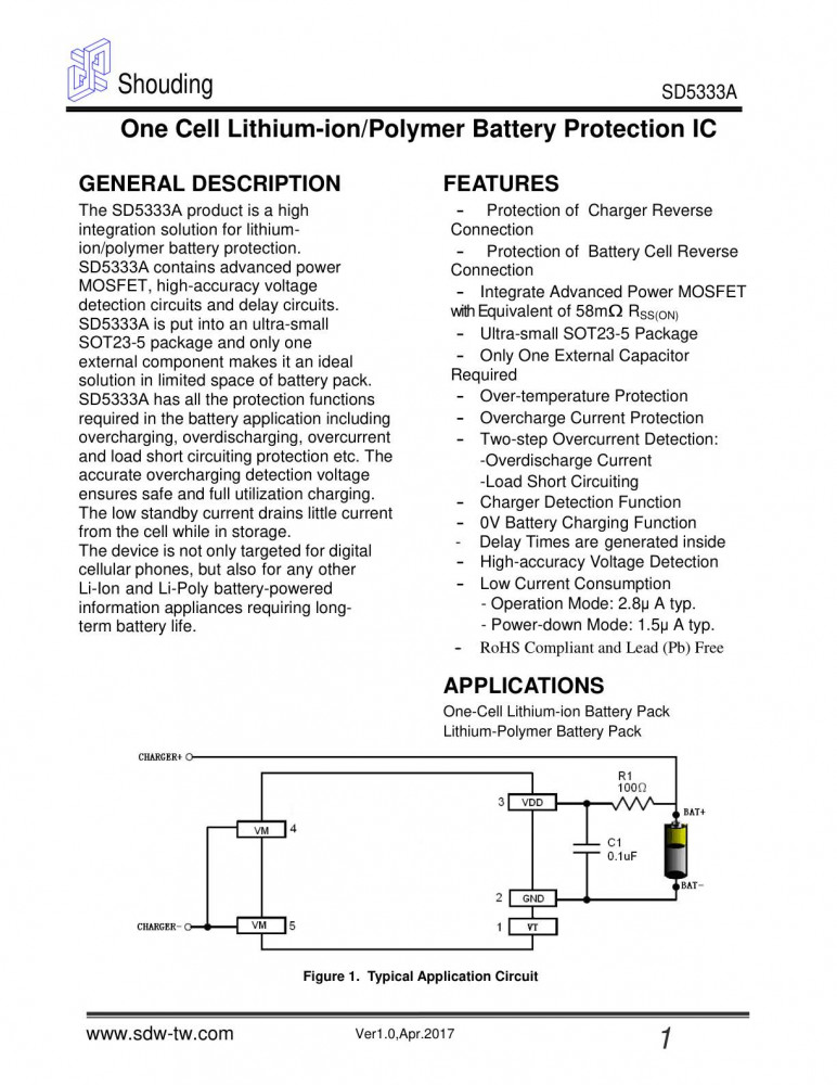 SD5333A datasheet page 1