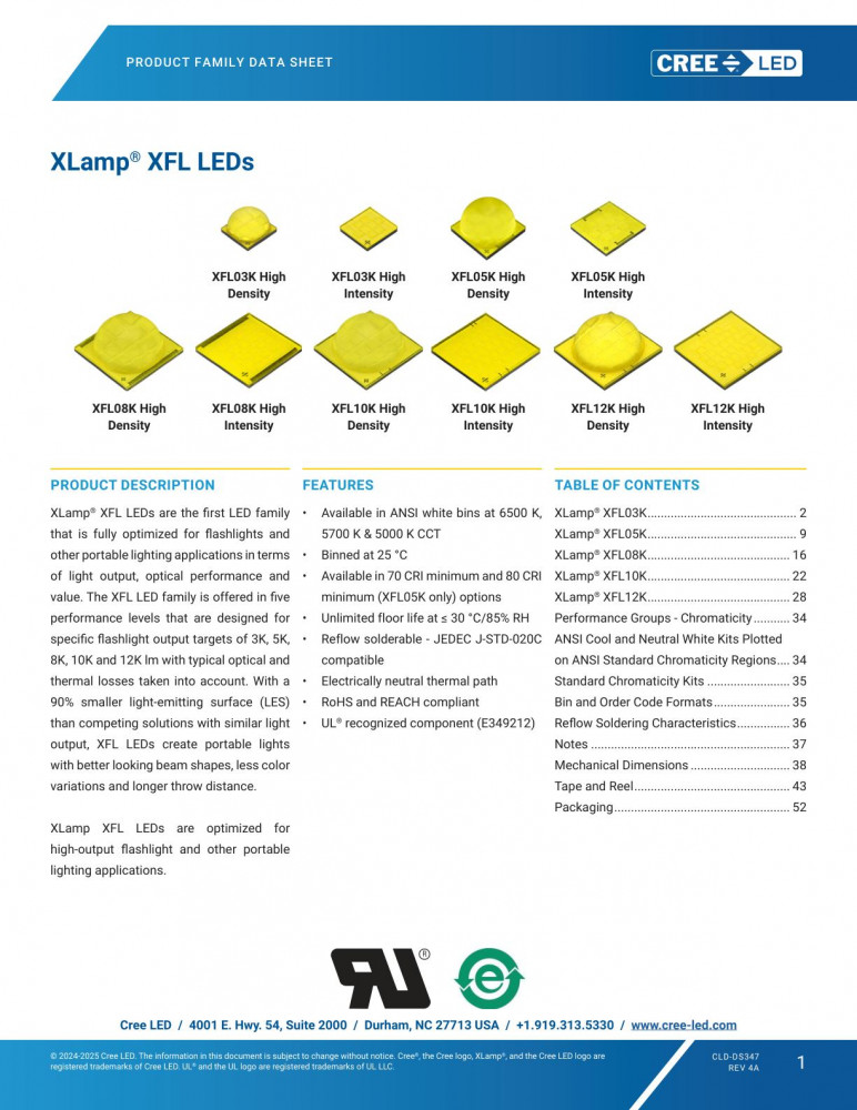 XLamp XFL technical document page 1
