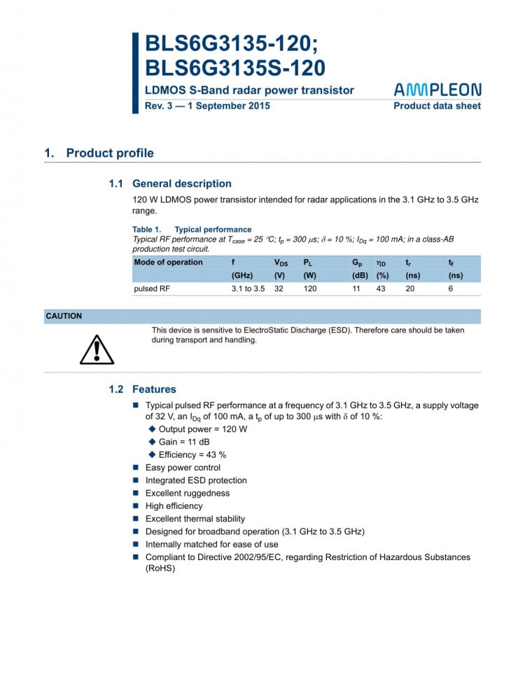 BLS6G3135-120 datasheet page 1