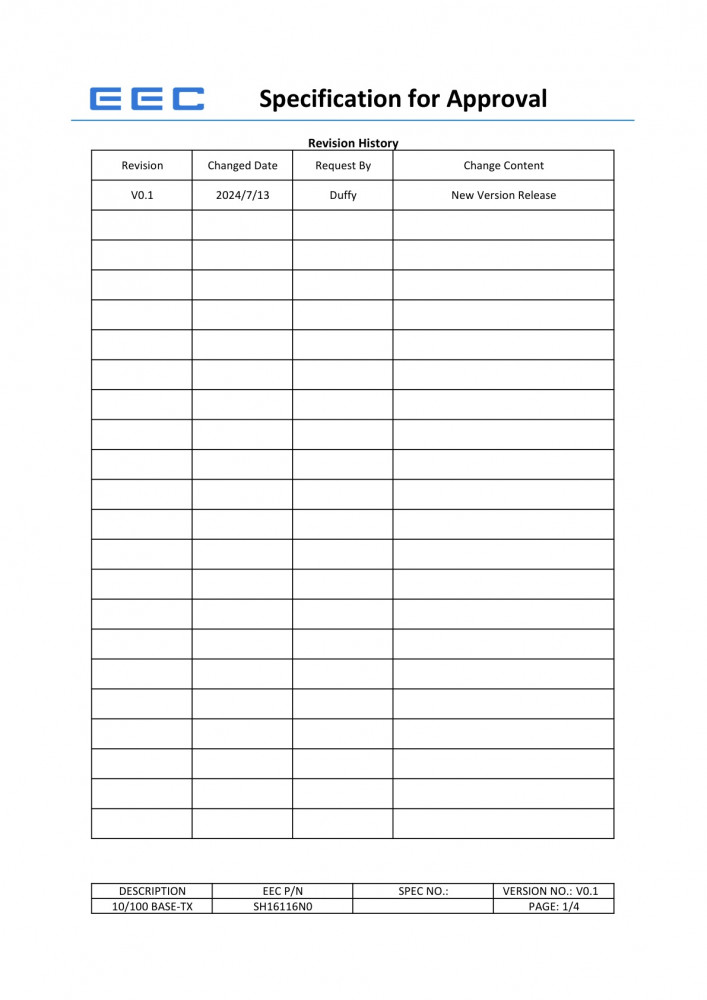 SH16116N0 approval specification page 2