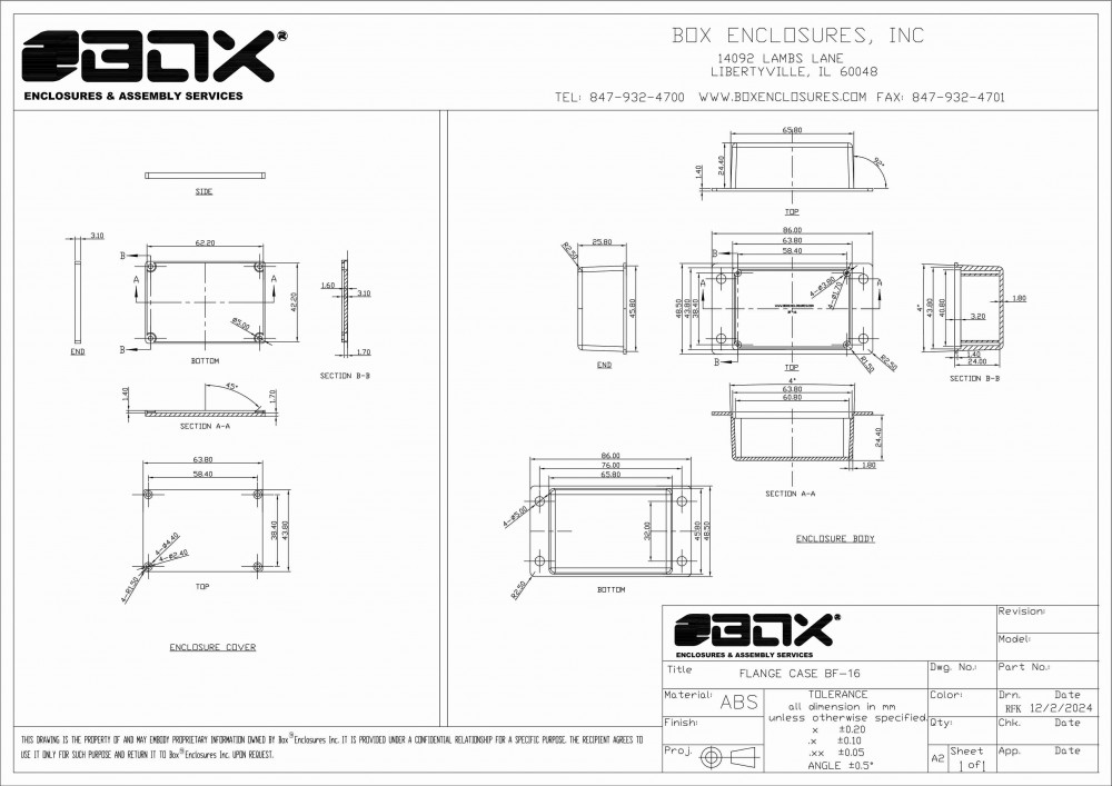 Box Enclosures flange enclosure drawing page