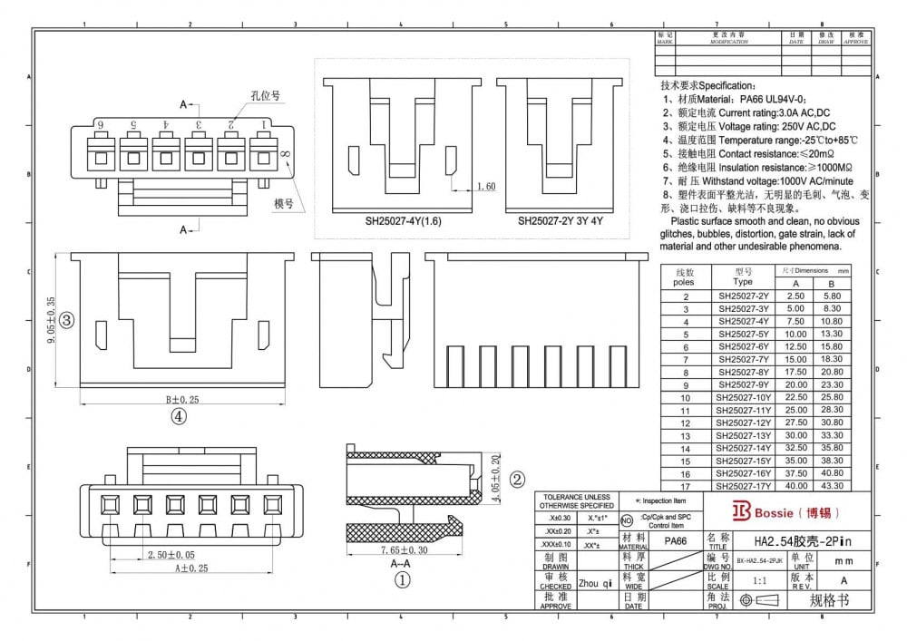 BX-HA2.54-2PJK technical drawing page