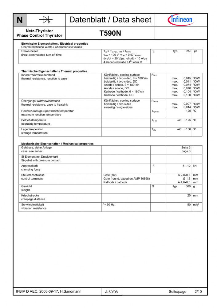 Infineon T590N16TOF data sheet page 2