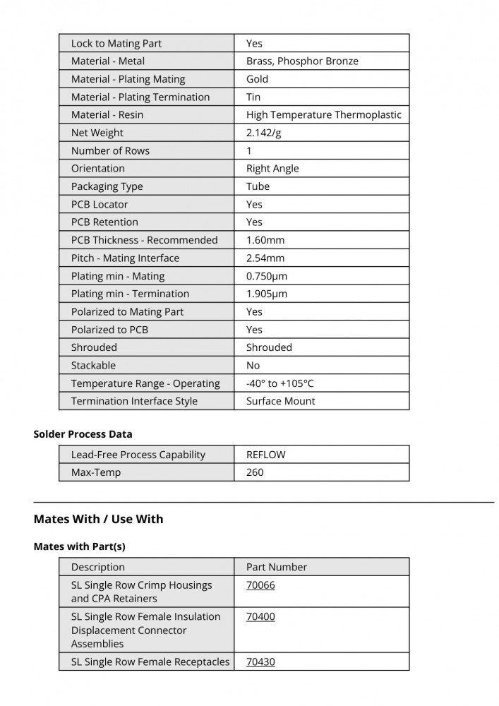 MOLEX SL product specification page 3