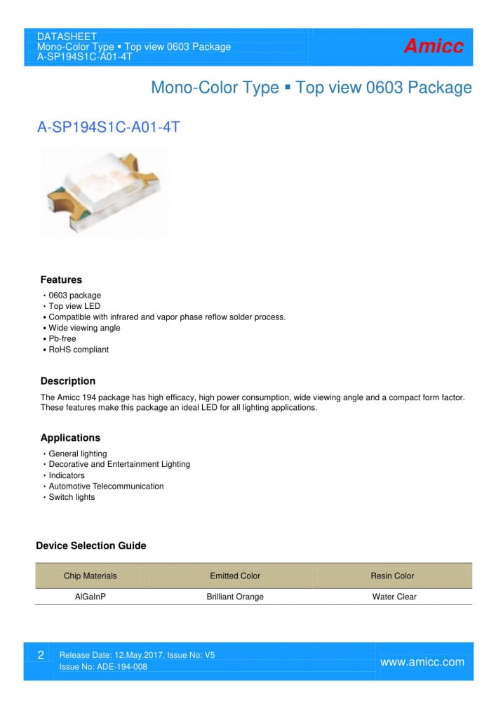 A-SP194S1C-A01-4T datasheet page 2