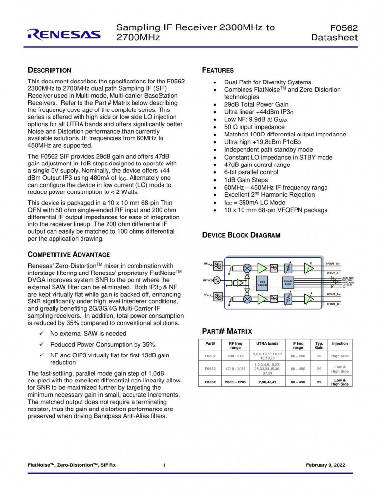 F0562 technical document page 1