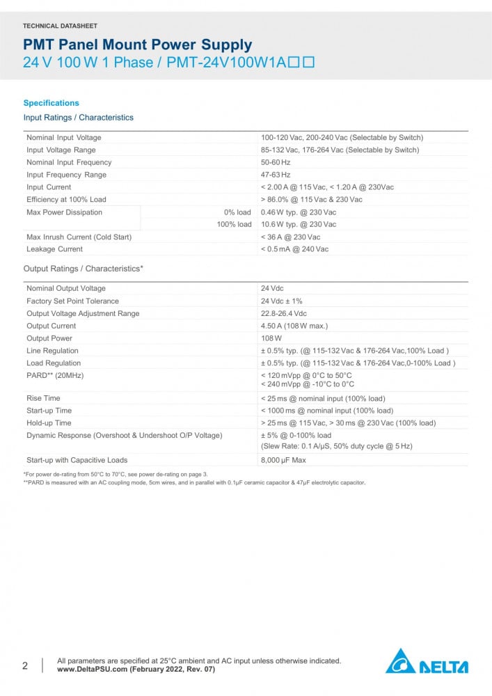 DELTA PMT datasheet page 2