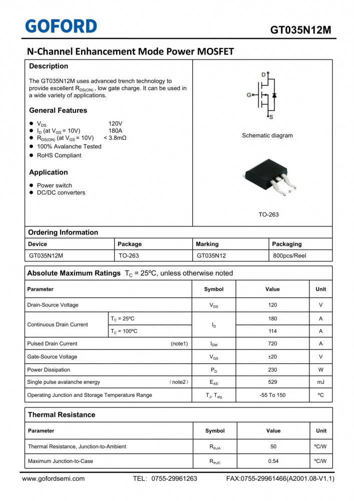 GT035N12M datasheet page 1