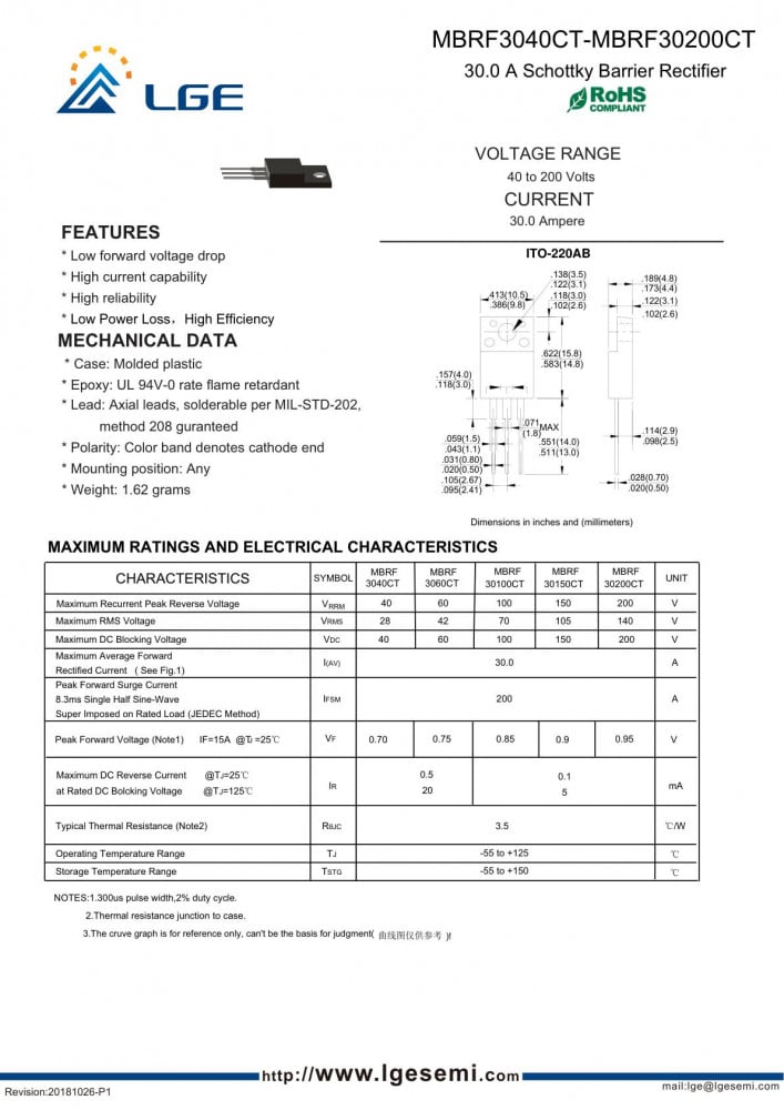 MBRF3060CT datasheet page 1