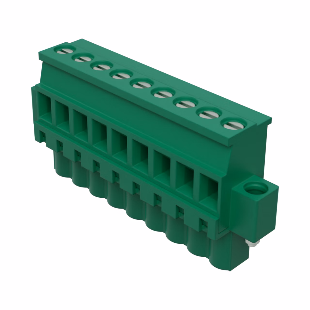 5.00mm Pitch Eurostyle Vertical Plug, with Retention Screws and Standard  Imprinting, Rear Wire Entry, Green Housing, 9 Circuits for sale