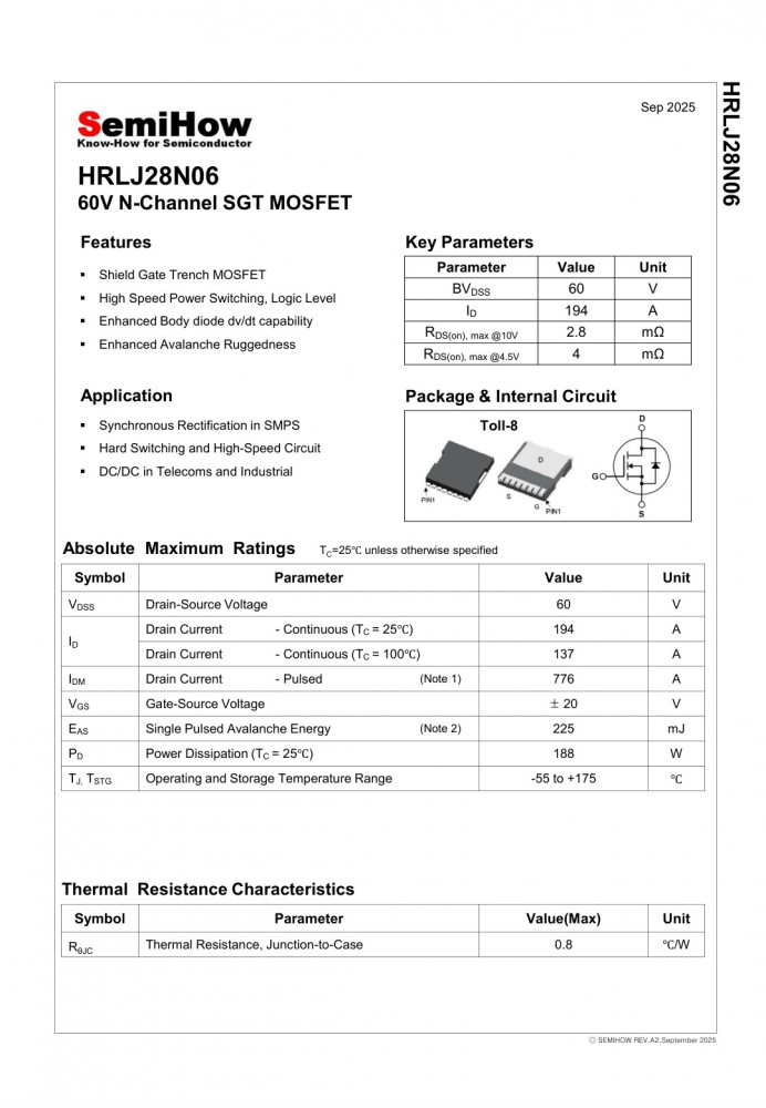 HRLJ28N06 datasheet page 1