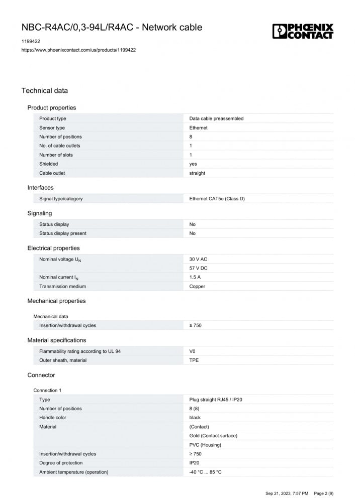 Phoenix Contact 1199422 technical document page 2