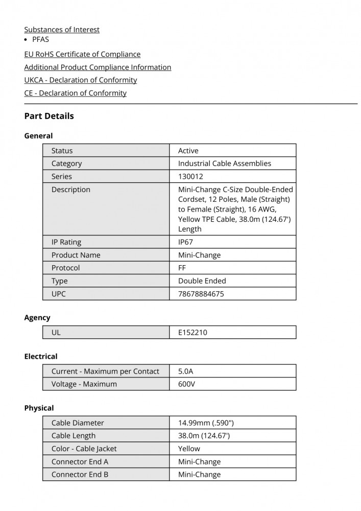 MOLEX 130012 series product drawing, page image 2