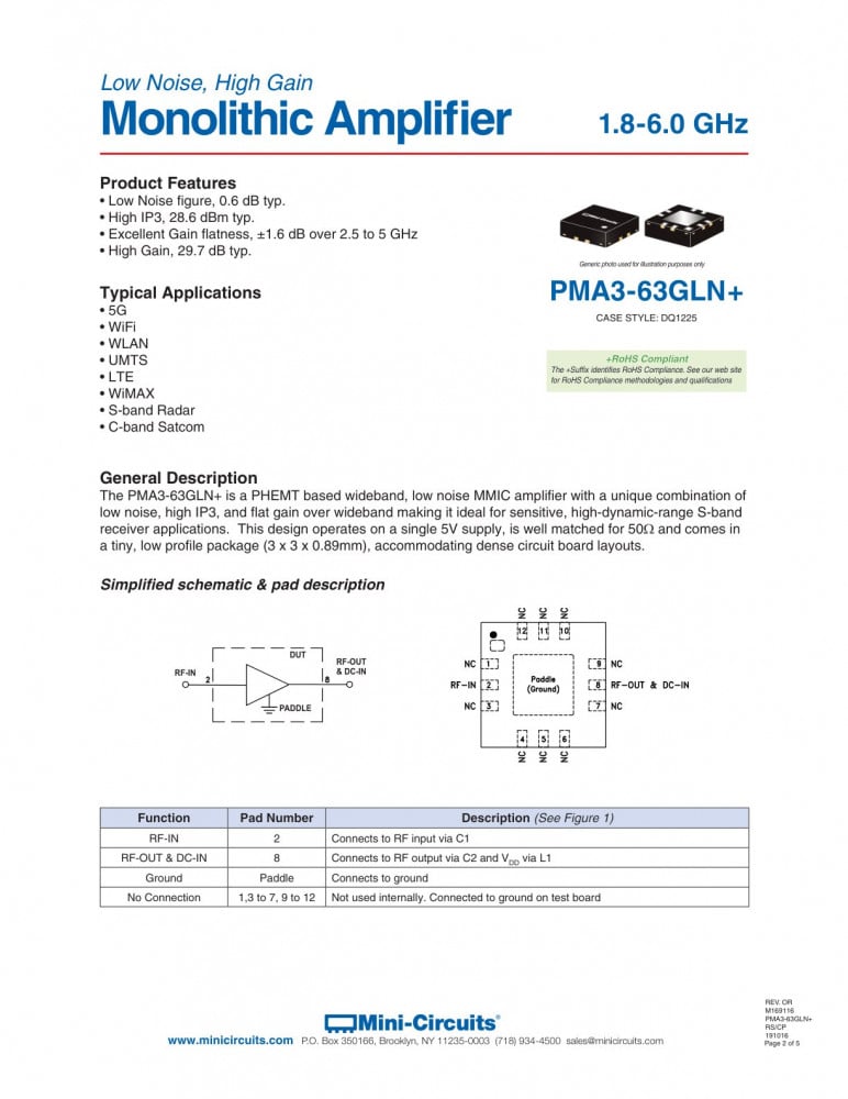 PMA3-63GLN+ datasheet page 2