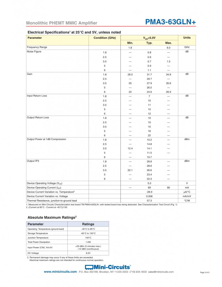 PMA3-63GLN+ datasheet page 3