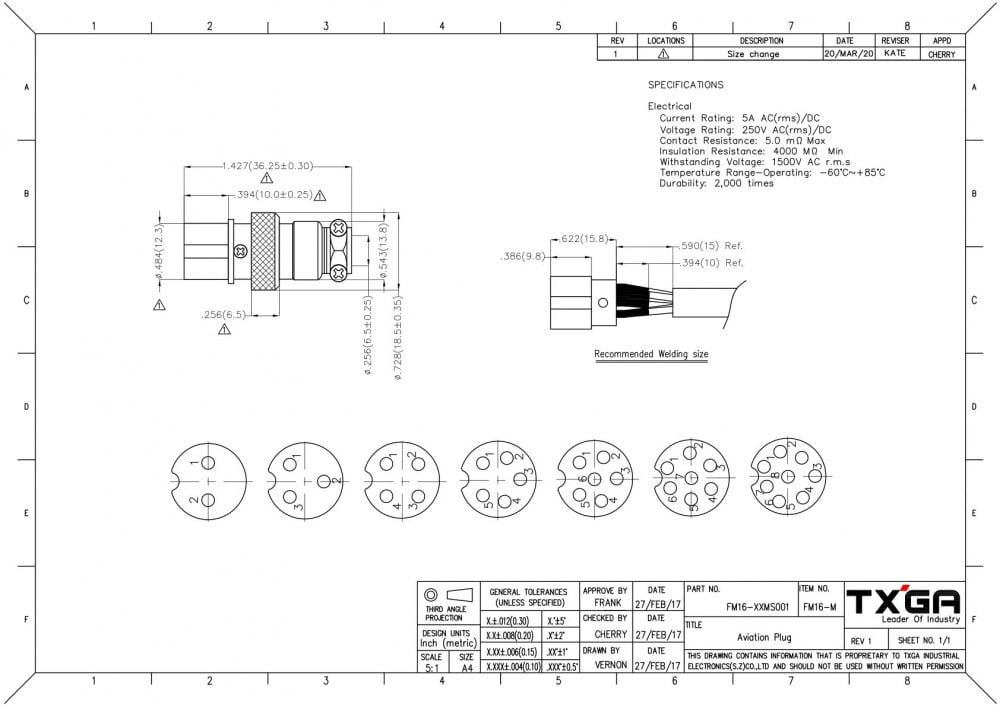 TXGA FM16-04MS001 technical drawing preview