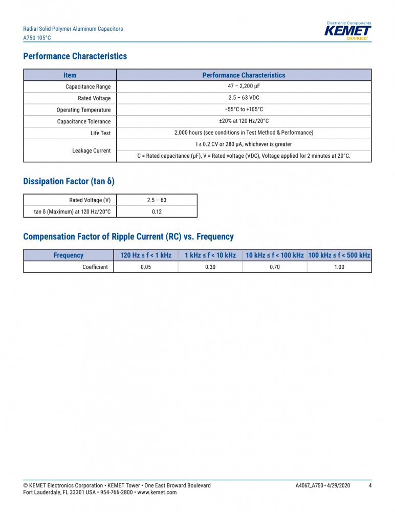 KEMET A750 datasheet page 4