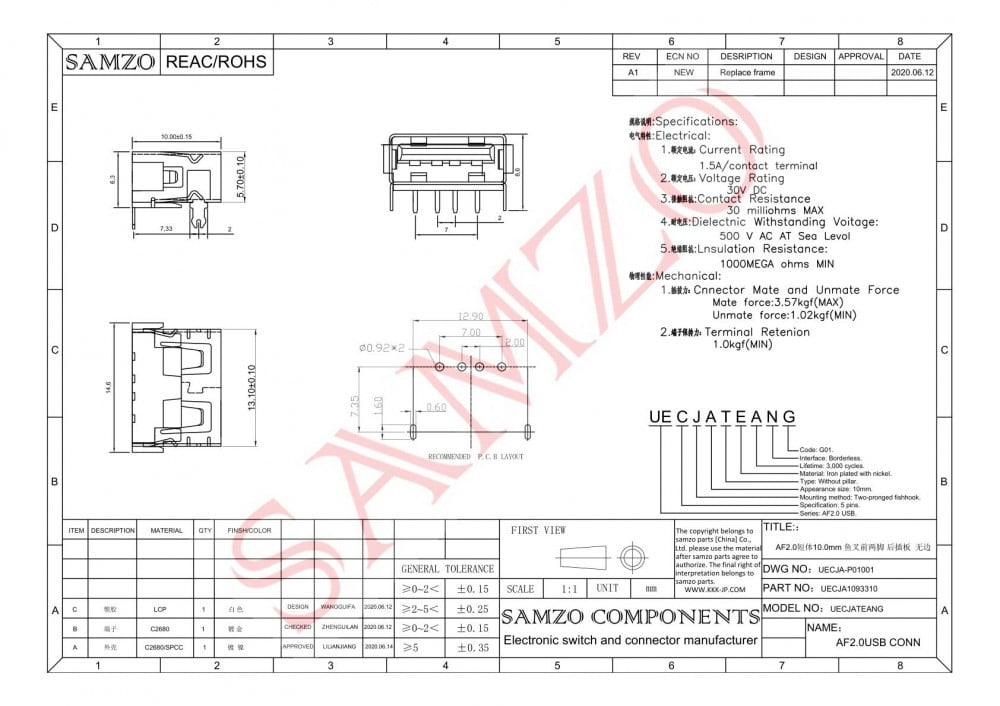 UECJATEANG SAMZO technical drawing