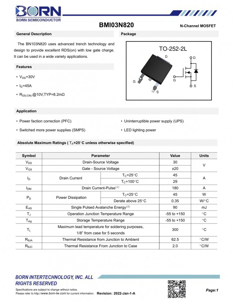 BMI03N820 datasheet page 1