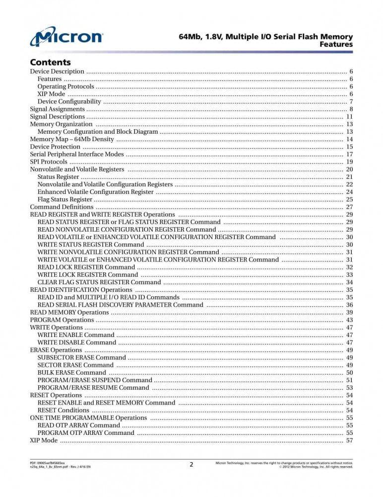 N25Q datasheet page 2