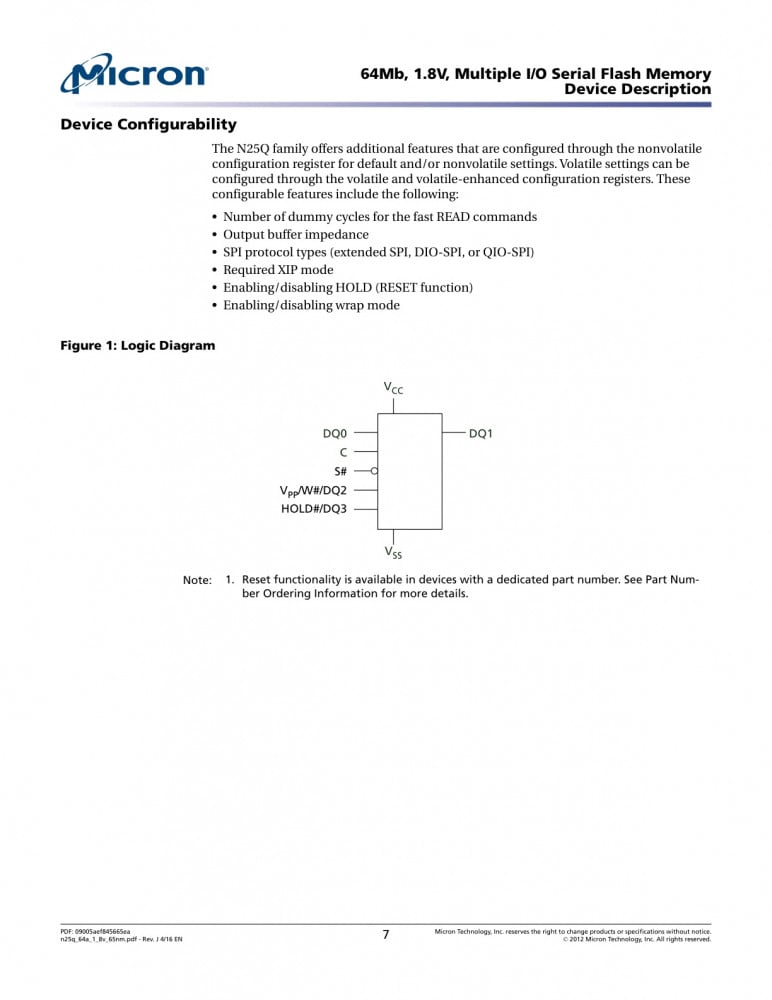 N25Q datasheet page 7