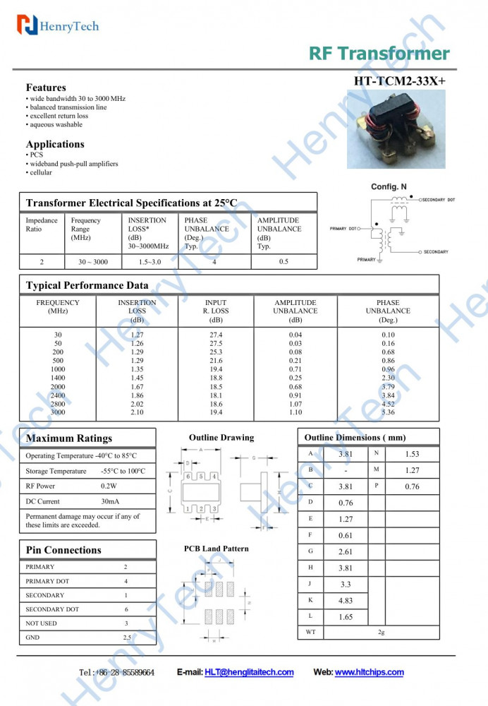 HT-TCM2-33X+ technical document page