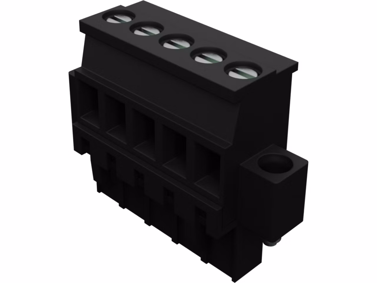5.00mm Pitch Eurostyle Vertical Plug, with Retention Screws, Front Wire Entry, Gold (Au) Plated, Black, 5 Circuits for sale